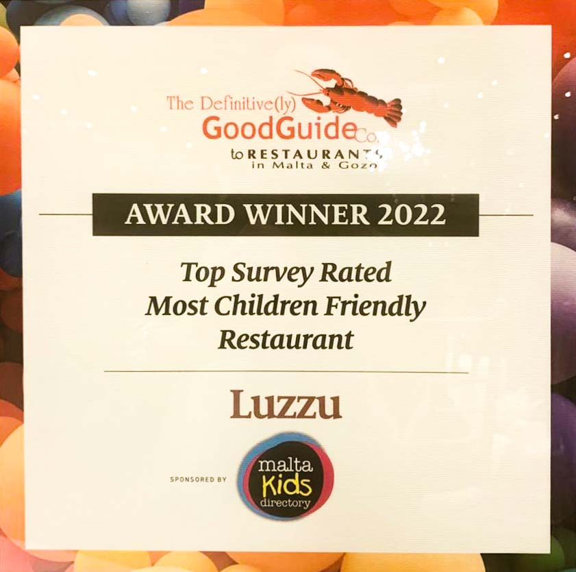 Luzzu is Malta’s ‘Most Popular Child Friendly Restaurant’! - Luzzu Leisure